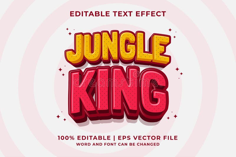 Editable Text Effect - Jungle King 3d Cartoon Template Style Premium Vector Stock Vector ...