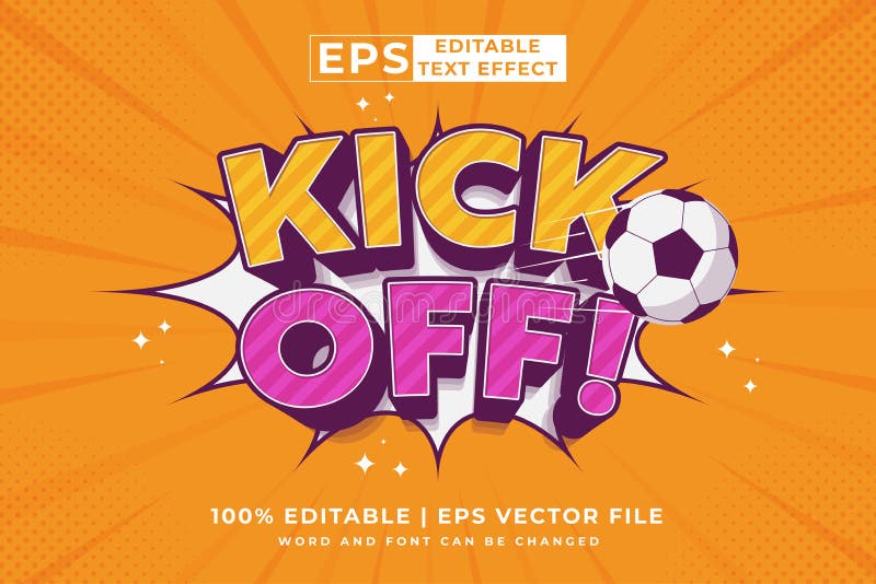 Editable Text Effect Kick Off 3d Cartoon Comic Style Premium Vector ...