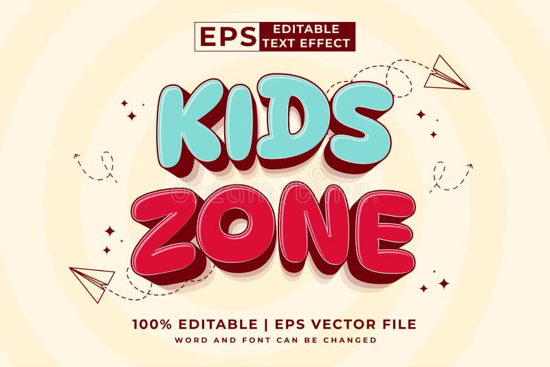 Editable Text Effect Kids Zone 3d Cartoon Cute Style Premium Vector ...