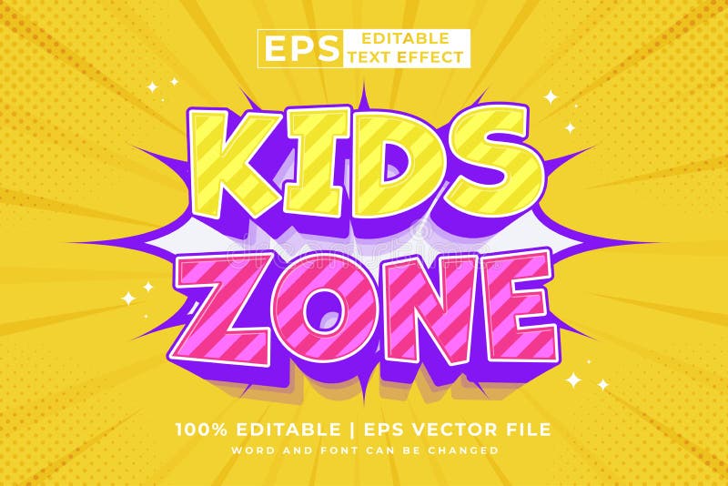 Editable Text Effect Kids Zone 3d Cartoon Template Style Premium Vector ...