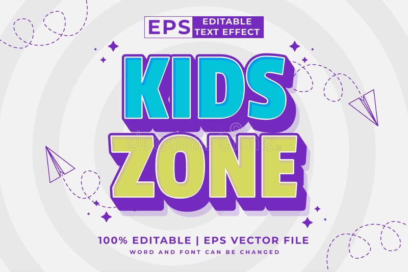 Editable Text Effect - Kids Zone 3d Cartoon Template Style Premium Vector Stock Illustration ...