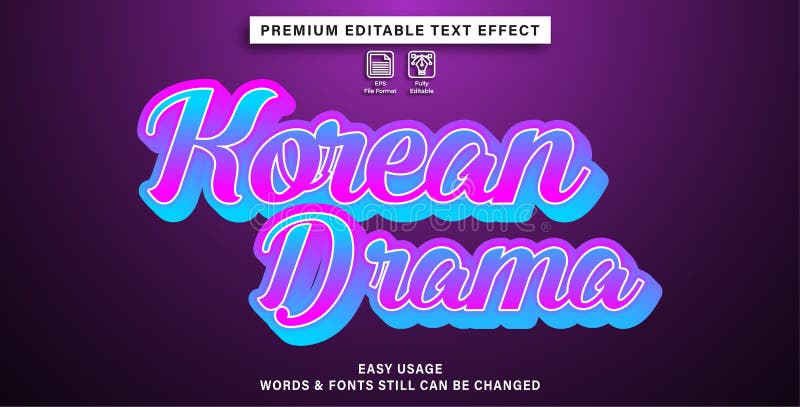Editable Text Effect Korean Drama Style Stock Vector - Illustration of ...