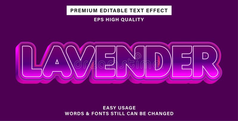 Editable Text Effect Lavender Stock Vector - Illustration of poster ...