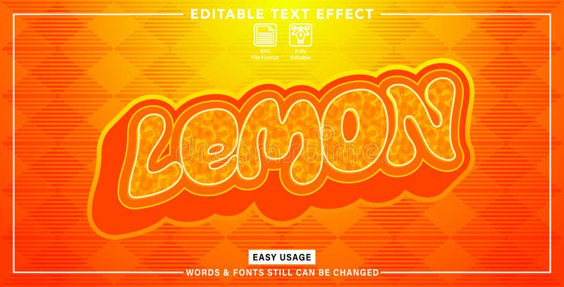 Editable Text Effect Lemon Styles Stock Vector - Illustration of lemon ...