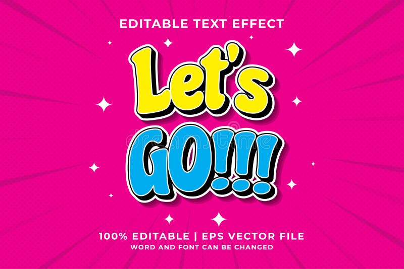 Editable Text Effect - Let S Go Cartoon Template Style Premium Vector ...