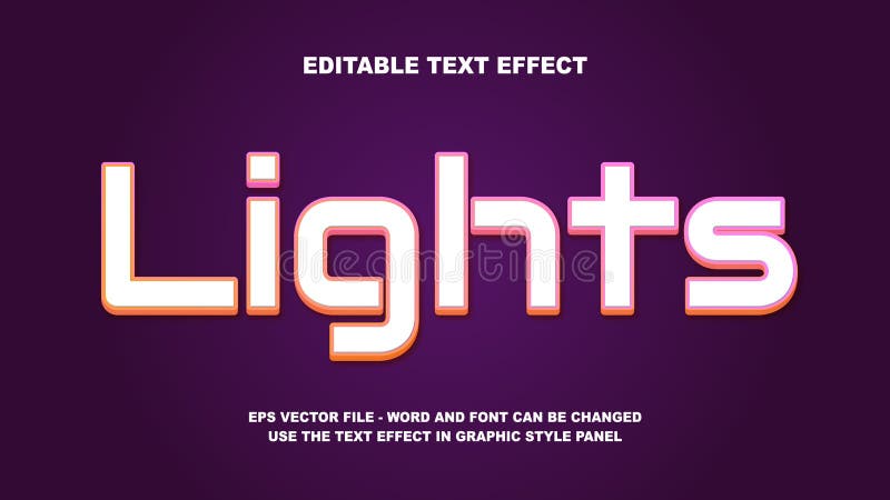 Editable Text Effect Lights 3D Vector Template Stock Vector ...