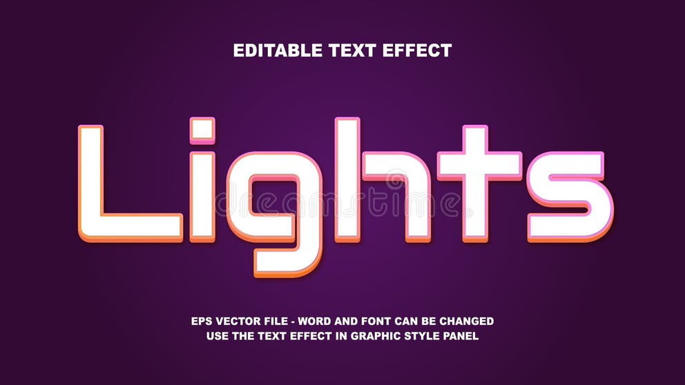 Editable Text Effect Lights 3D Vector Template Stock Vector ...