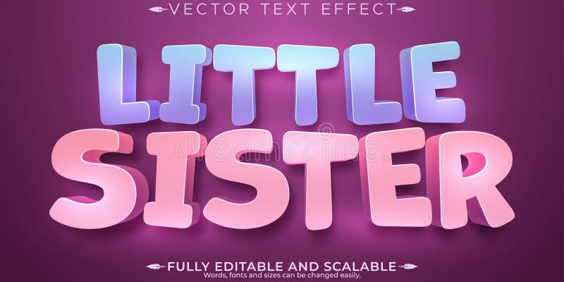 Editable Text Effect, Little Sister Text Style Stock Vector ...