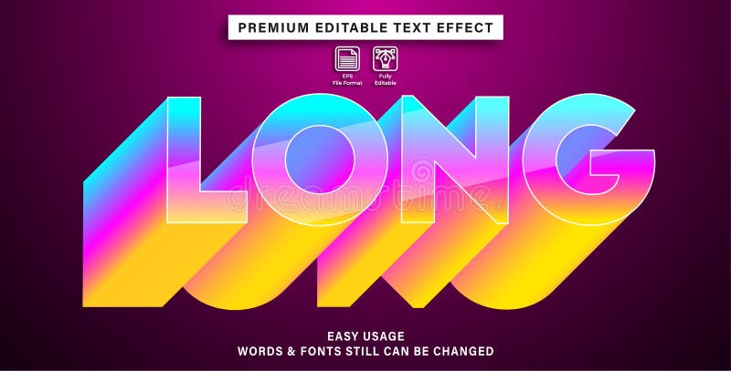 Editable Text Effect Long. Font Graphic Style Stock Vector ...
