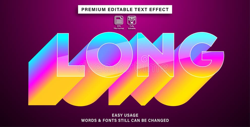 Editable Text Effect Long. Font Graphic Style Stock Vector ...