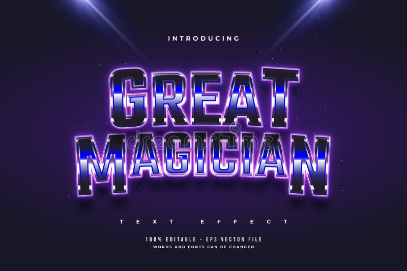 Editable Text Effect in Magician Style with Glowing Effect Stock Vector ...