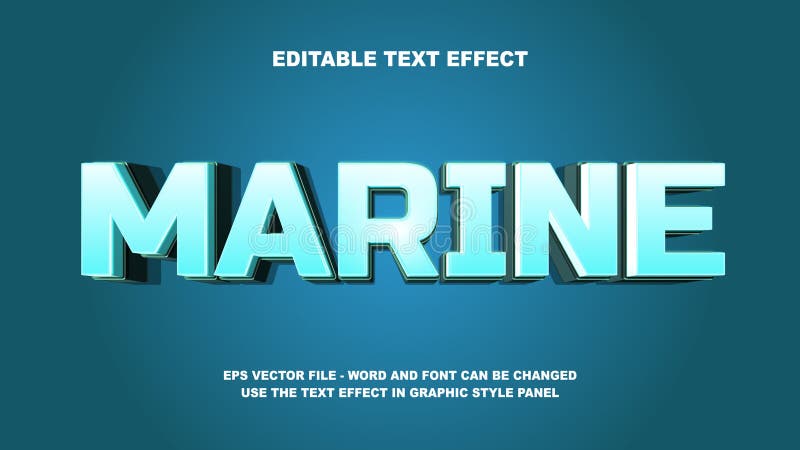 Editable Text Effect Marine 3D Vector Template Stock Vector ...