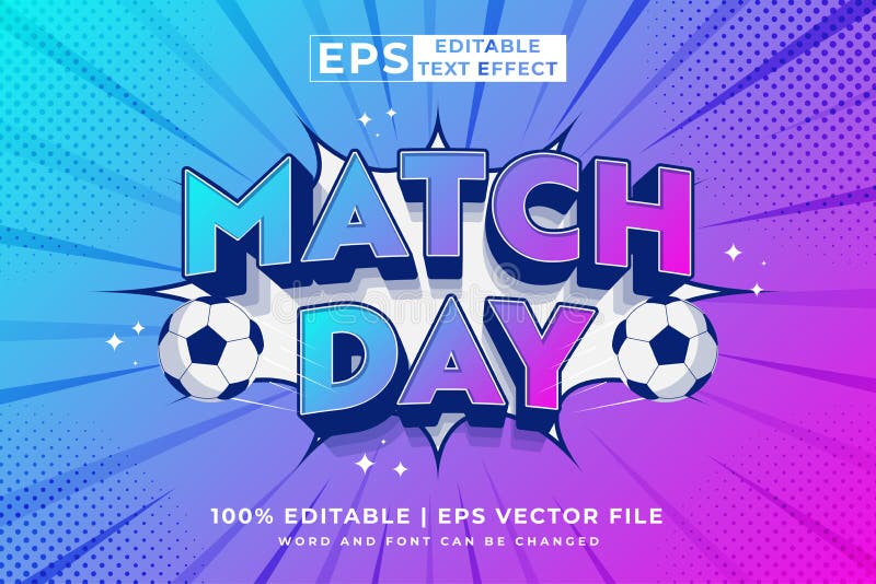 Editable Text Effect Match Day 3d Cartoon Comic Style Premium Vector ...