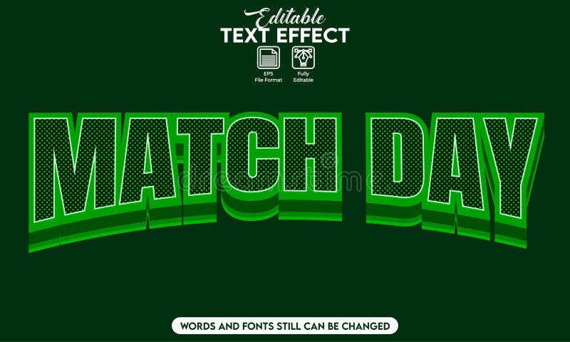 Editable Text Effect Match Day Stock Vector - Illustration of ...