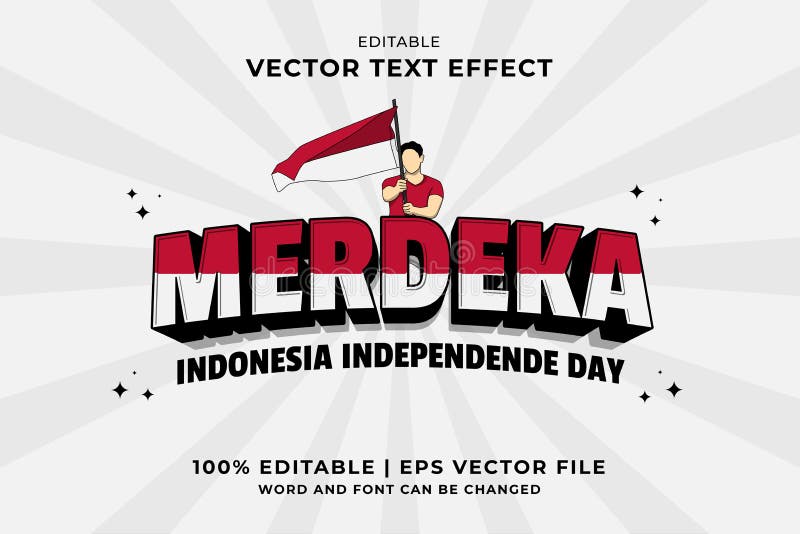 Editable Text Effect Merdeka 3d Template Cartoon Style Premium Vector ...