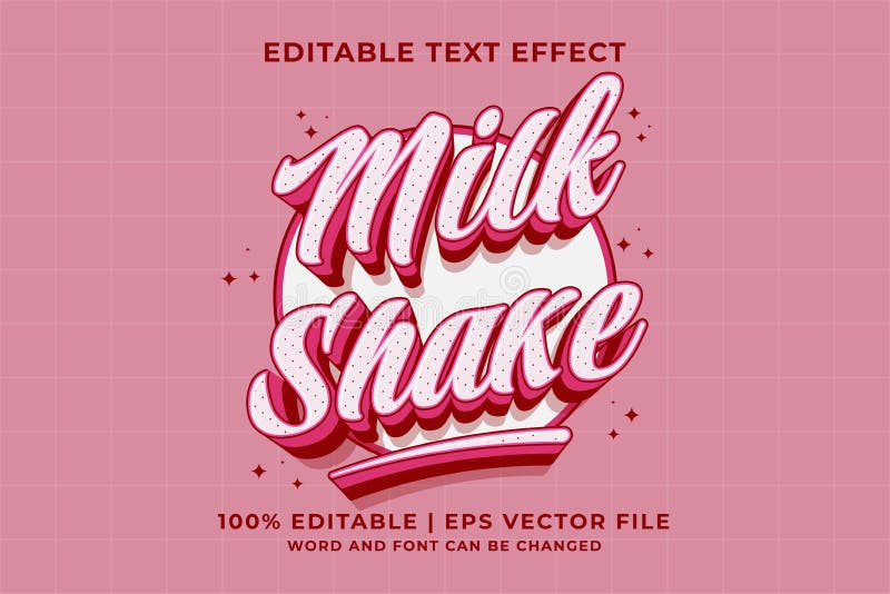 Editable Text Effect - Milk Shake 3d Cartoon Cute Template Style Premium Vector Stock Vector ...