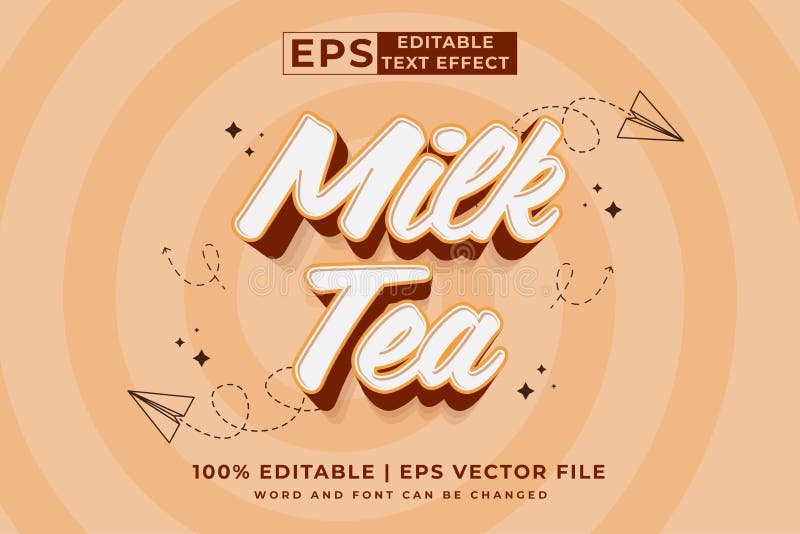 Editable Text Effect Milk Tea 3d Cartoon Cute Style Premium Vector ...