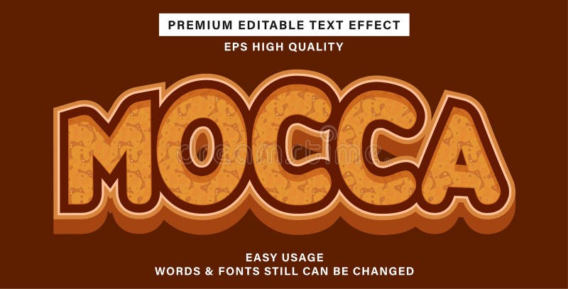 Editable text effect mocca stock vector. Illustration of headline ...