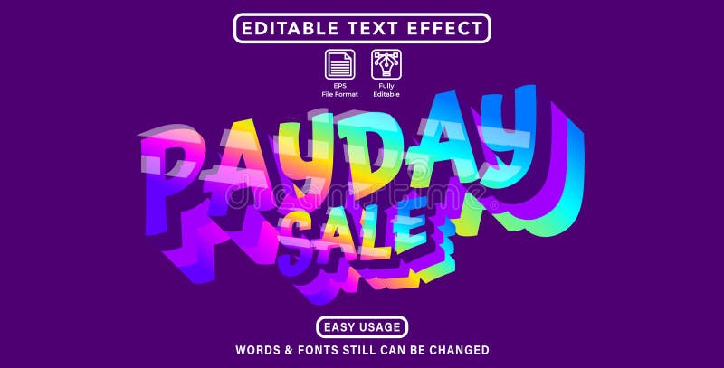 Editable Text Effect Modern Payday Sale Style Stock Vector ...