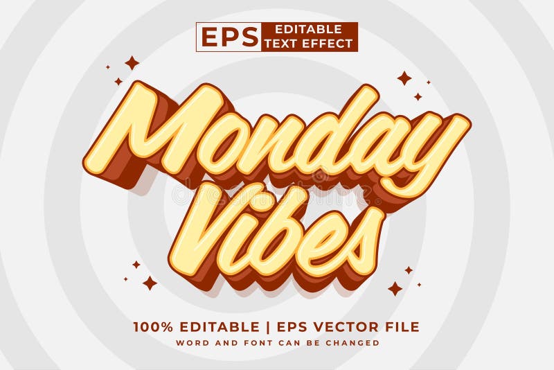 Editable Text Effect Monday Vibes 3d Cartoon Template Style Premium ...