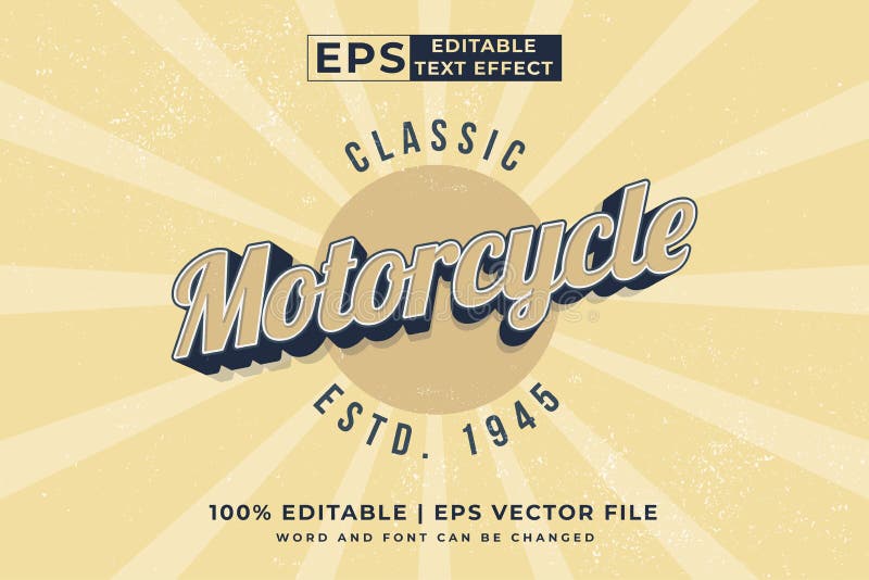 Editable Text Effect Motorcycle Badge 3d Vintage Style Premium Vector ...