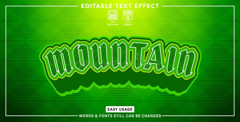 Editable Text Effect Mountain Styles Stock Illustration - Illustration ...