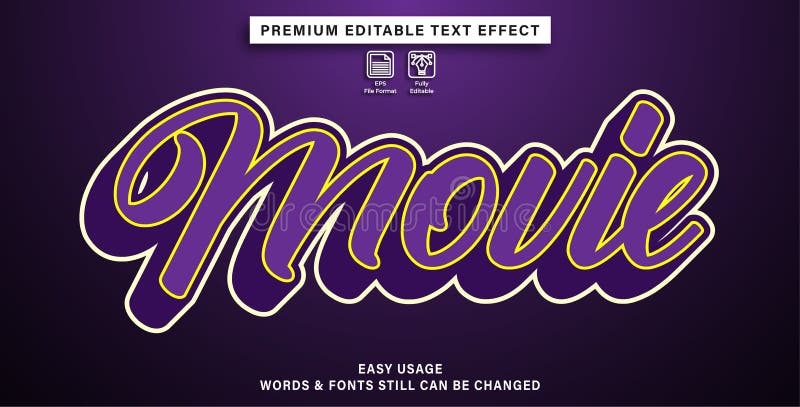 Editable text effect movie stock vector. Illustration of modern - 265604859