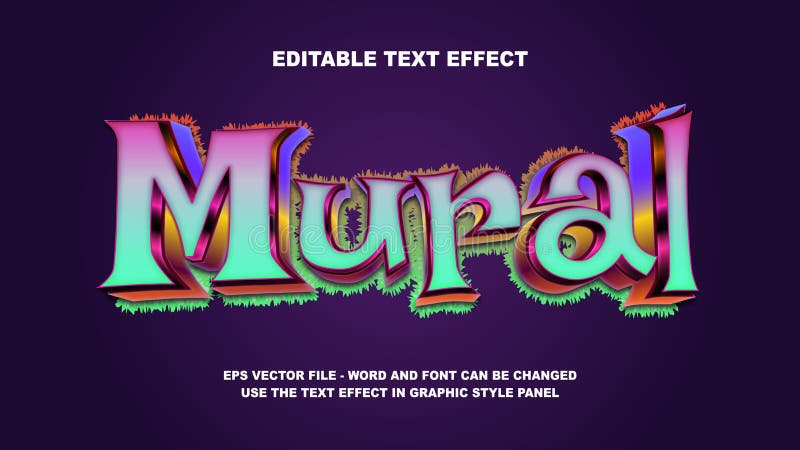 Editable Text Effect Mural 3D Vector Template Stock Vector ...