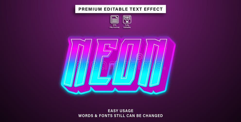 Editable Text Effect Neon Style Stock Vector - Illustration of abstract ...