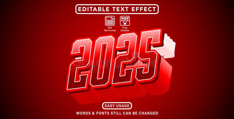 Editable Text Effect New Year 2025 Style Stock Vector - Illustration of ...