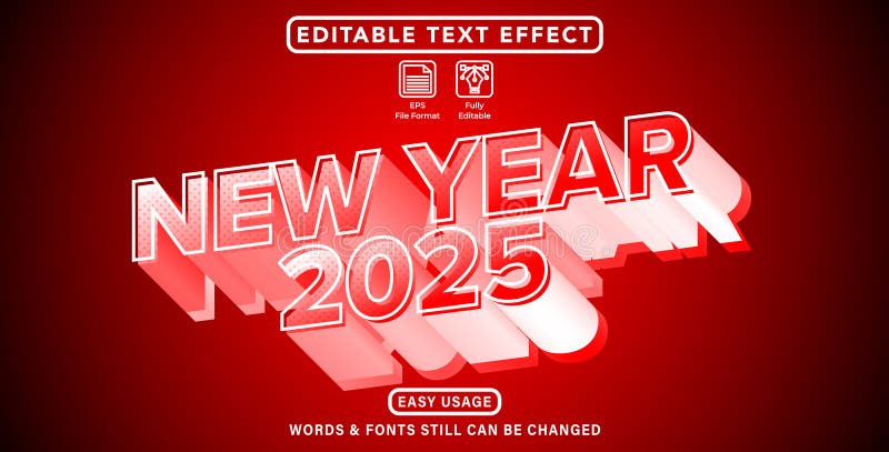 Editable Text Effect New Year 2025 Theme Style Stock Vector ...