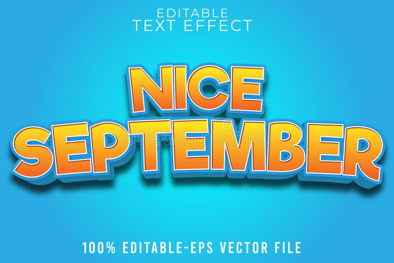 Editable Text Effect Nice September with New Cartoon Style Stock Vector ...