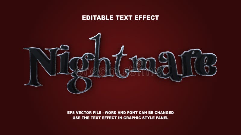 Editable Text Effect Nightmare 3D Vector Template Stock Vector ...