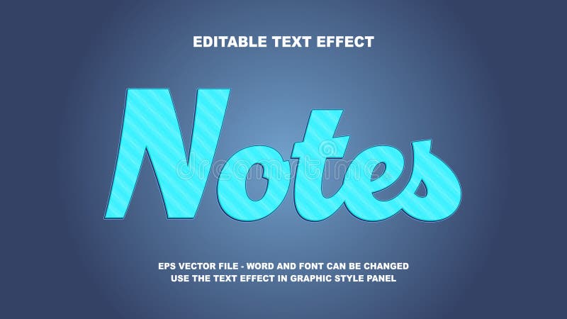 Editable Text Effect Notes 3D Vector Template Stock Vector ...