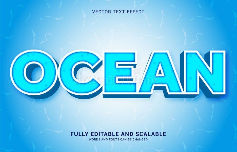 Editable Text Effect, Ocean Style Stock Vector - Illustration of type ...