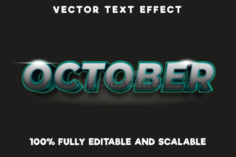 Editable Text Effect October with Modern Future Style Stock Vector ...