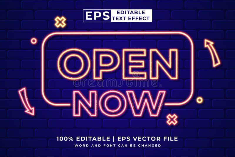Editable Text Effect Open Now 3d Neon Style Premium Vector Stock Vector - Illustration of neon ...