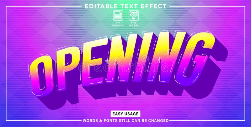 Editable Text Effect Opening Styles Stock Vector - Illustration of ...