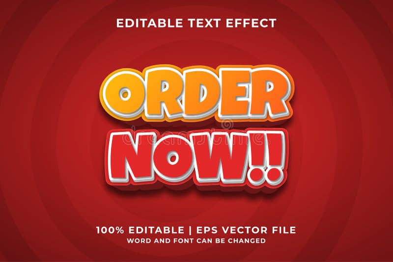 Editable Text Effect - Order Now 3d Template Style Premium Vector Stock ...