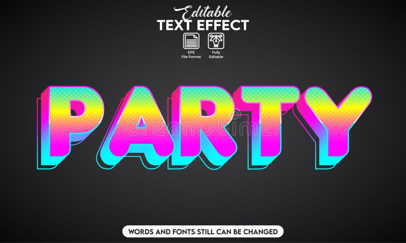 Editable text effect party stock vector. Illustration of graphic ...