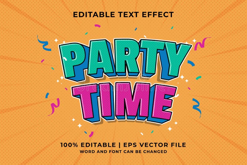 Editable Text Effect - Party Time Cartoon Template Style Premium Vector ...