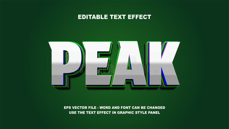 Editable Text Effect Peak 3D Vector Template Stock Vector ...