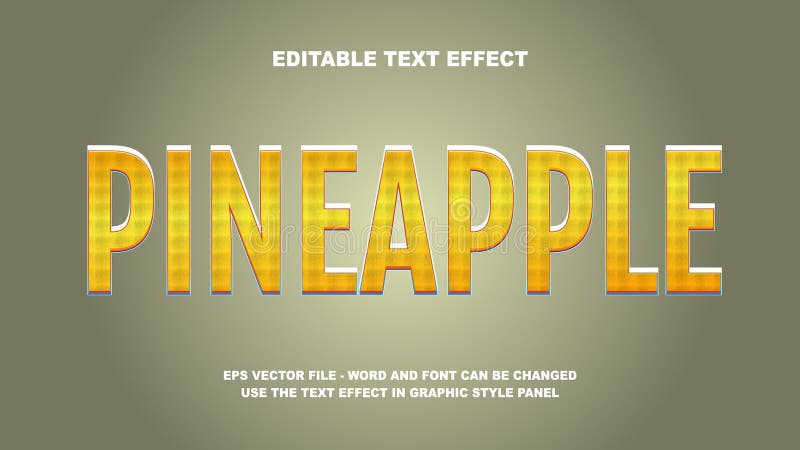 Editable Text Effect Pineapple 3D Vector Template Stock Vector - Illustration of bold, design ...