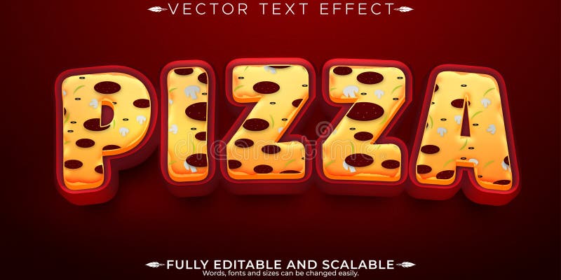 Editable Text Effect Pizza, 3d Italy and Food Font Style Stock Vector ...