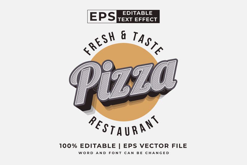 Editable Text Effect Pizza Logo 3d Vintage Style Premium Vector Stock ...