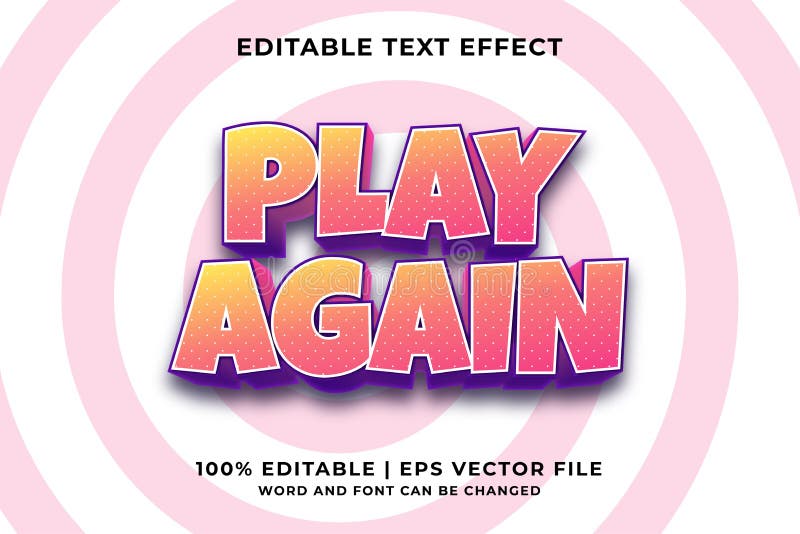 Editable Text Effect -Play Again Cartoon Template Style Premium Vector ...
