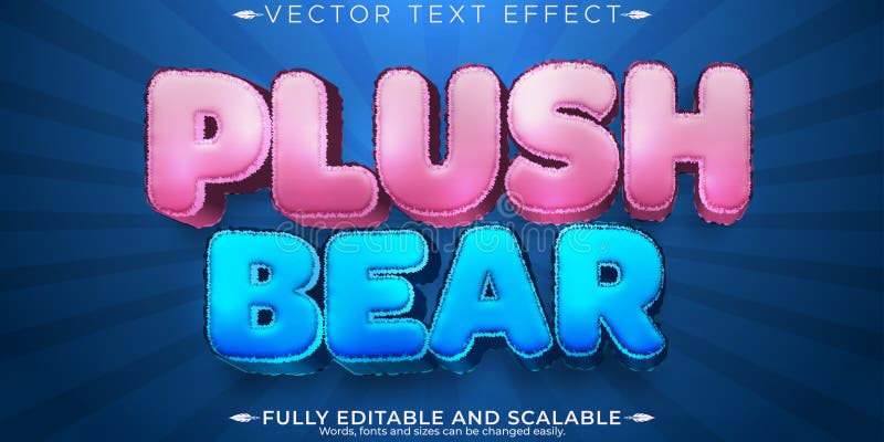 Editable Text Effect Plush, 3d Toy and Fluffy Font Style Stock Vector ...