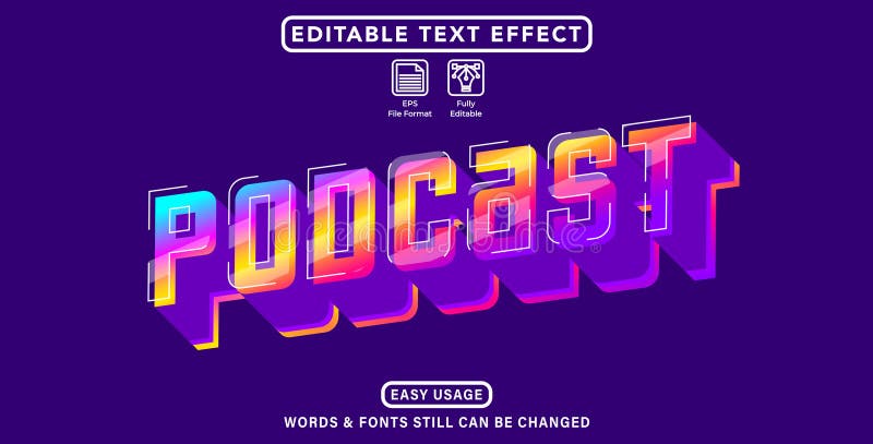 Editable Text Effect Podcast Style Stock Vector - Illustration of sign ...