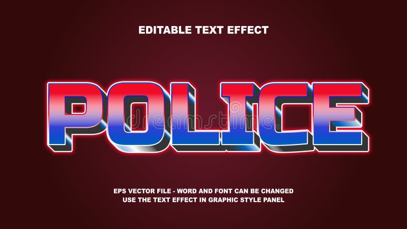 Editable Text Effect Police 3D Vector Template Stock Vector ...