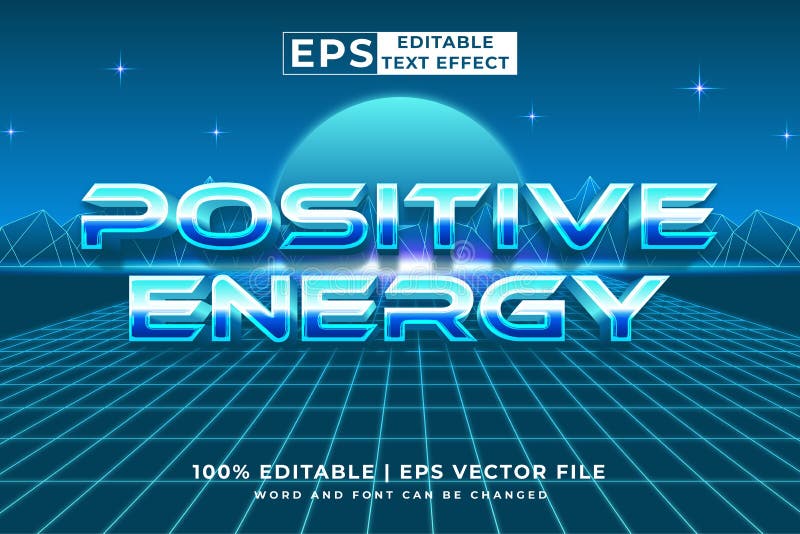 Editable Text Effect Positive Energy Retro 3d 80s Template Style ...